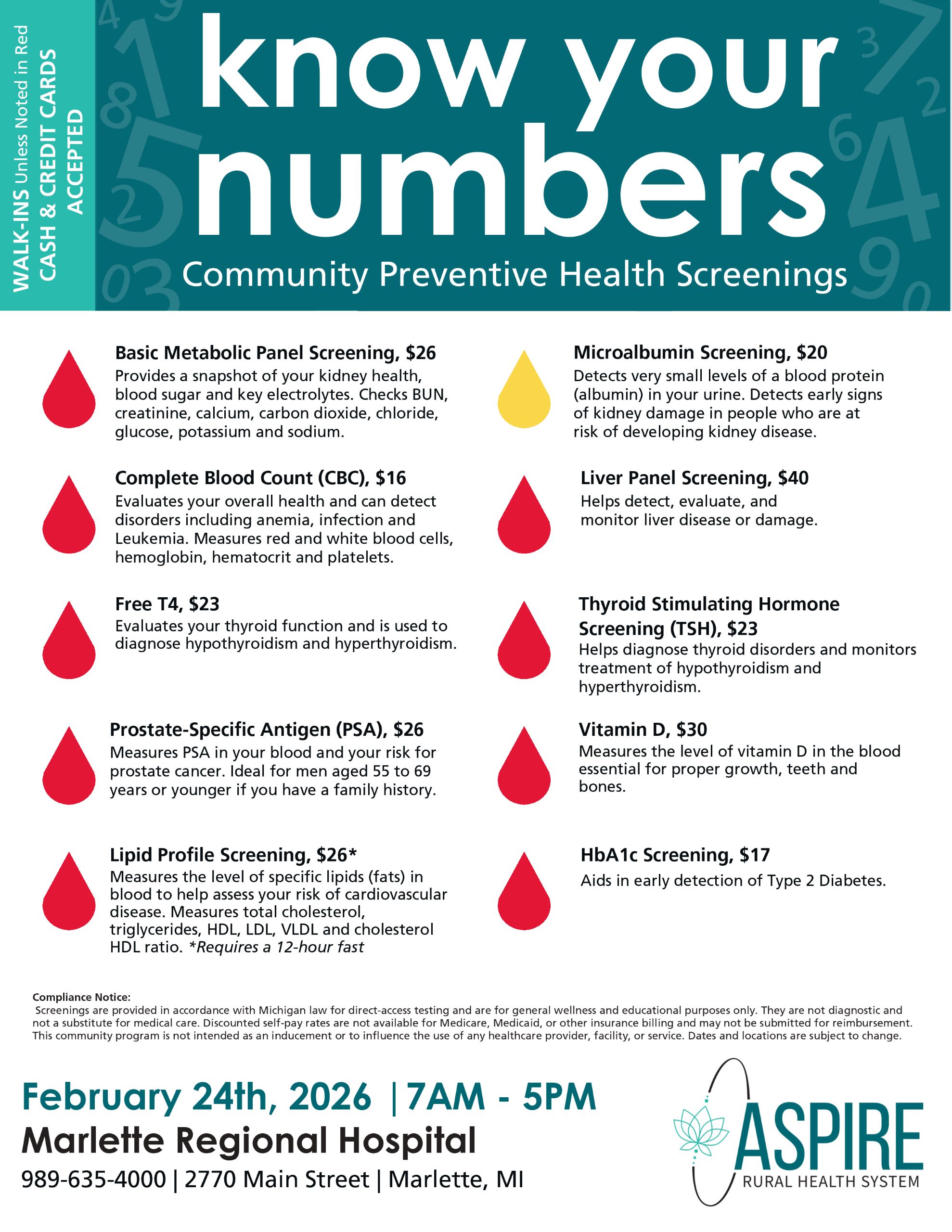 Know Your Numbers – Low Cost Preventive Health Screenings - Aspire ...